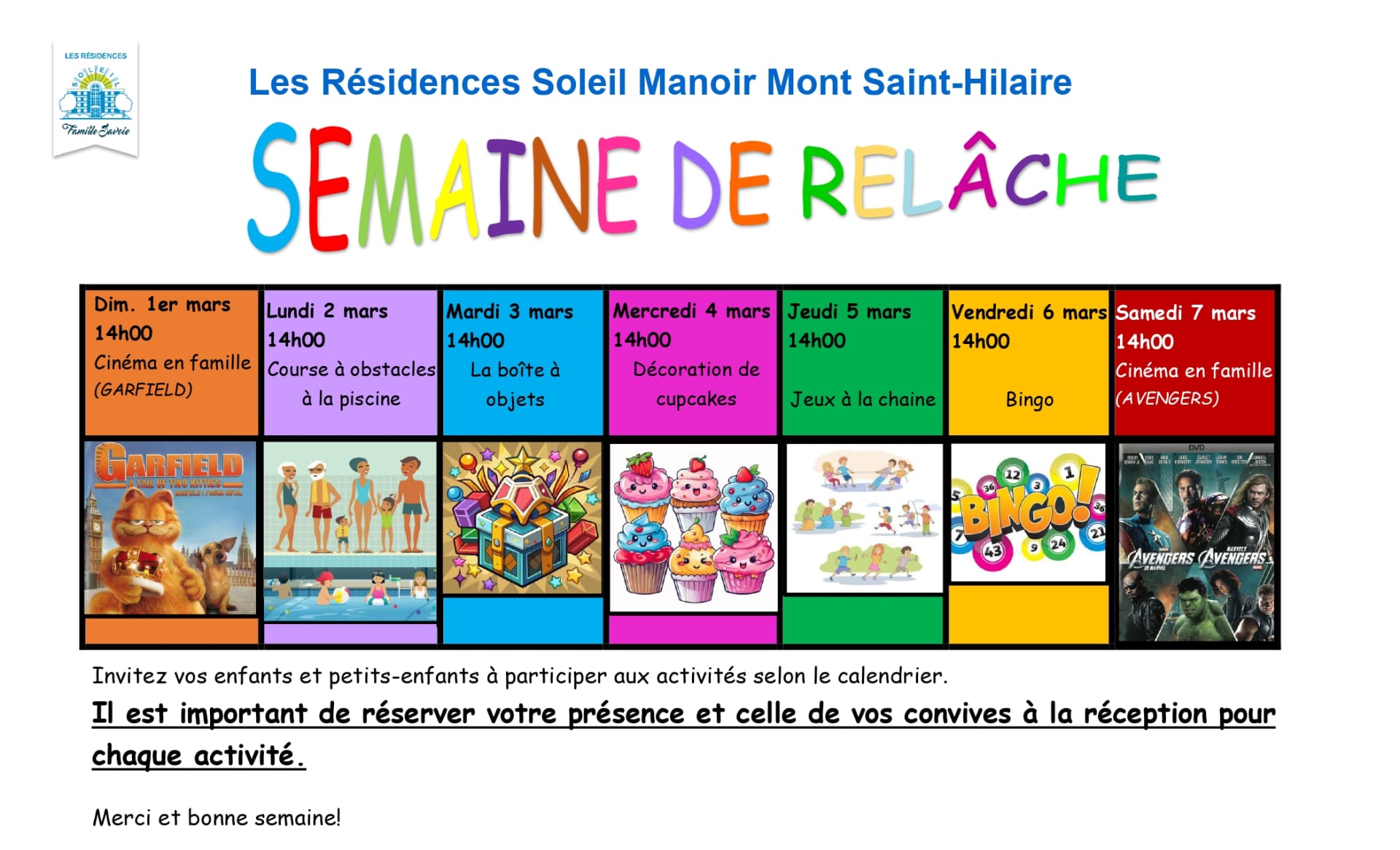À vos agendas ! C’est la Semaine de relâche intergénérationnelle - Les ...